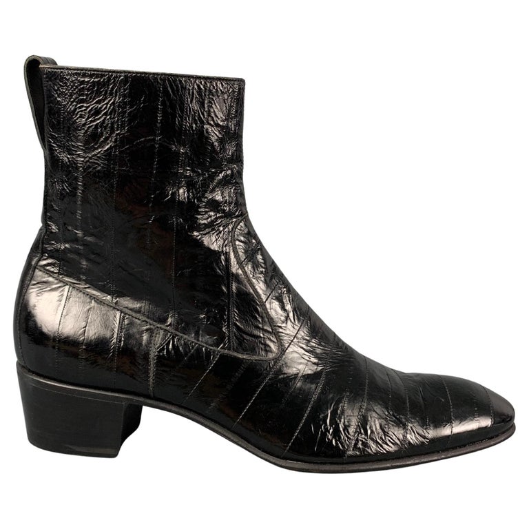 YVES SAINT LAURENT Size 13 Black Quilted Leather Johnny Boots For Sale ...