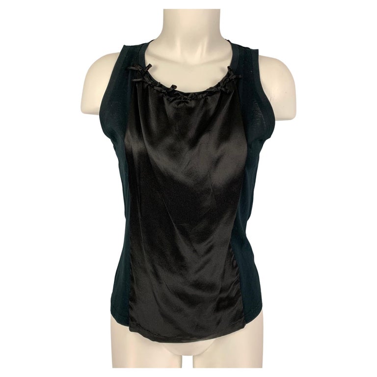 YVES SAINT LAURENT Size S Black Cotton Camisole Top For Sale at 1stDibs