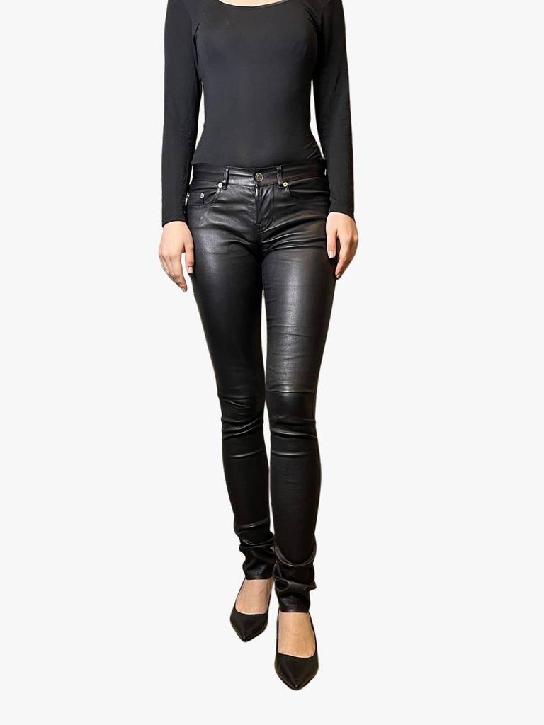Yves Saint Laurent Skinny Stretch Leather Pants, 2010s For Sale at 1stDibs