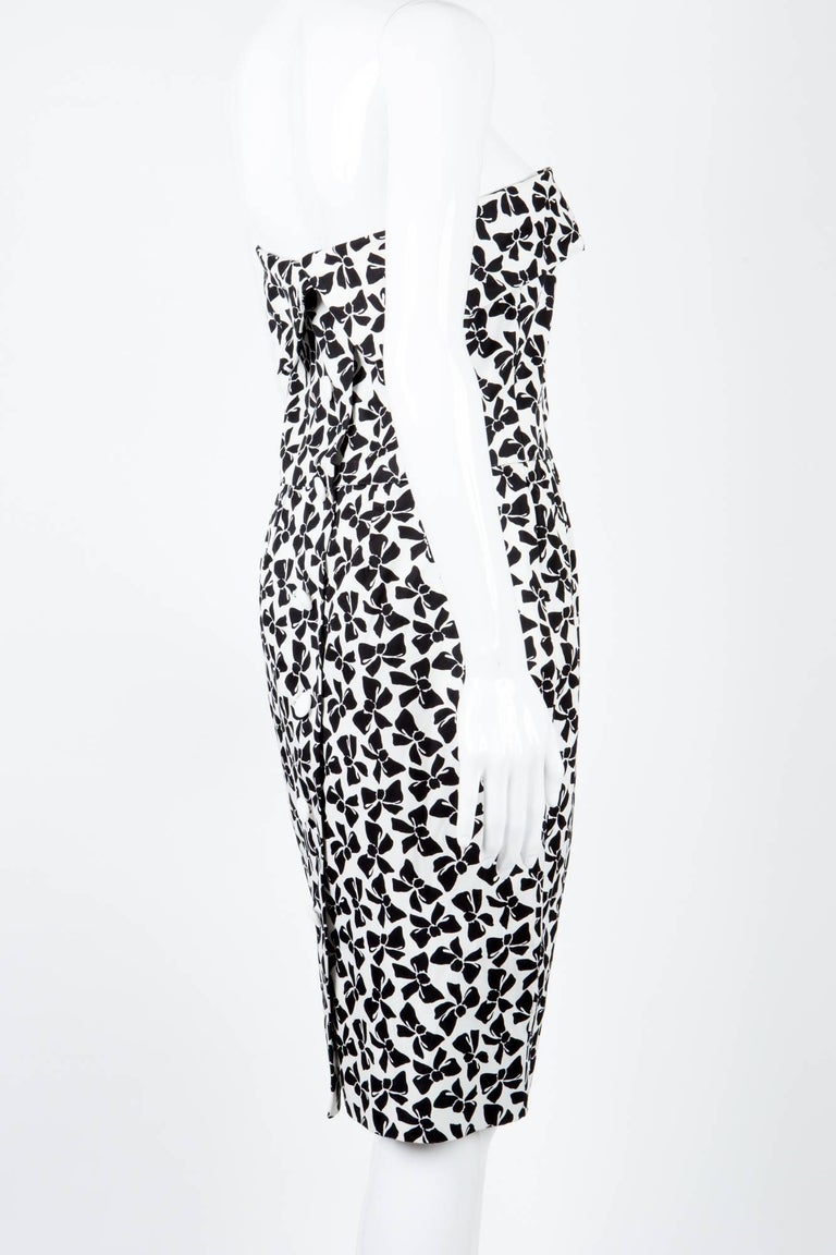 Yves Saint Laurent Strapless Cocktail Printed Dress, 1987s For Sale at ...