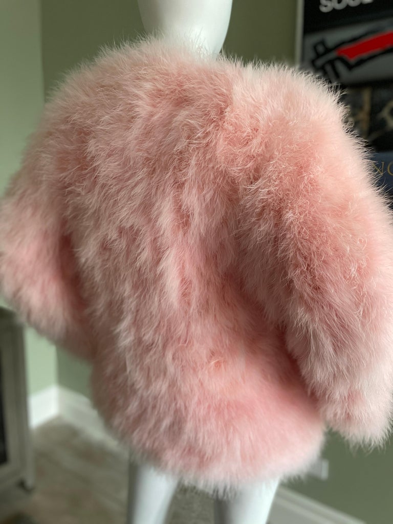 Yves Saint Laurent Style 1970's Pink Marabou Ostrich Feather Chubby ...