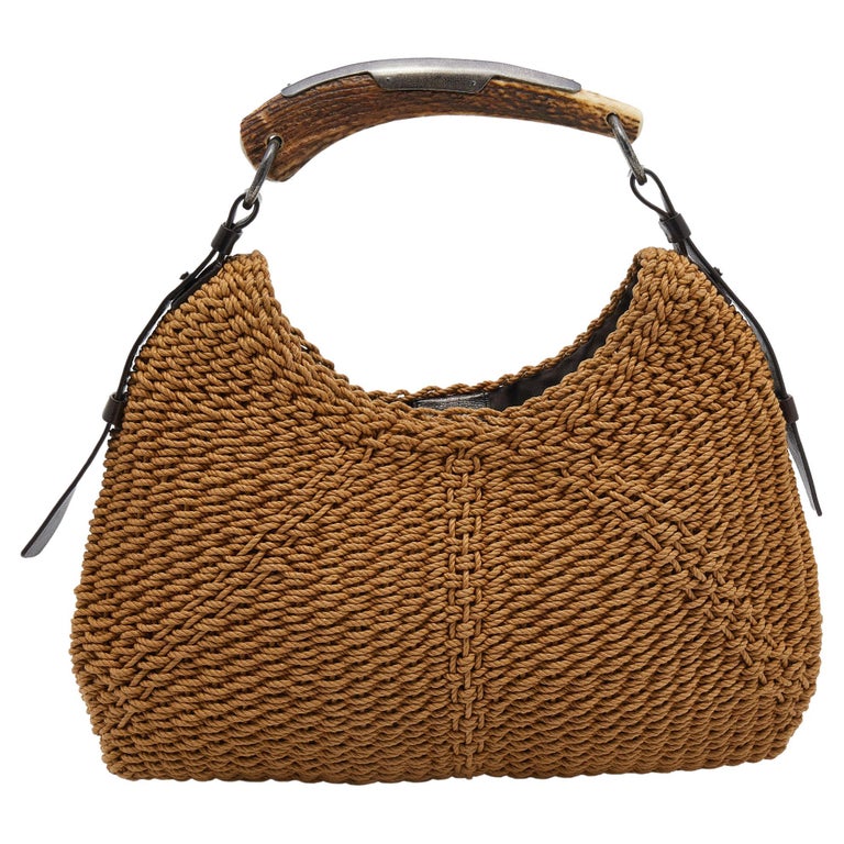 Yves Saint Laurent Tan Raffia Mombasa Hobo at 1stDibs