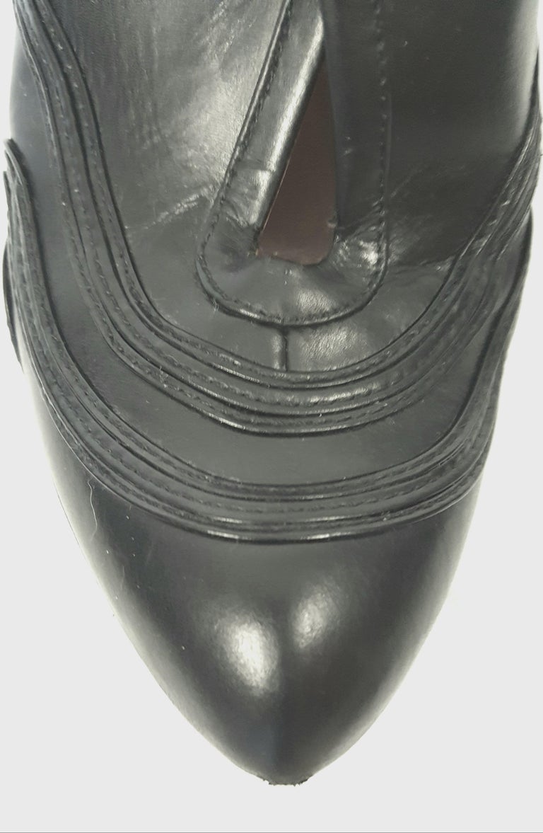Yves Saint Laurent/Tom Ford sculptural Lotus ornamental leather ankle ...