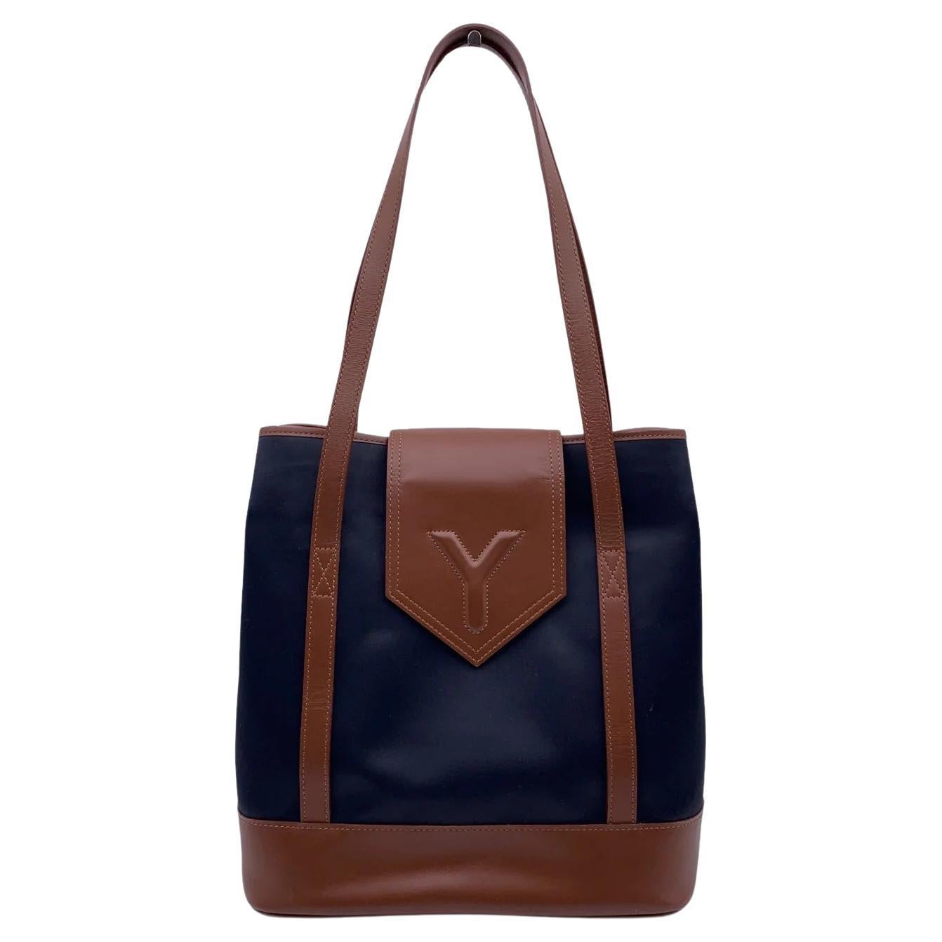 Yves Saint Laurent Vintage Black Canvas Tote Bucket Shoulder Bag For ...