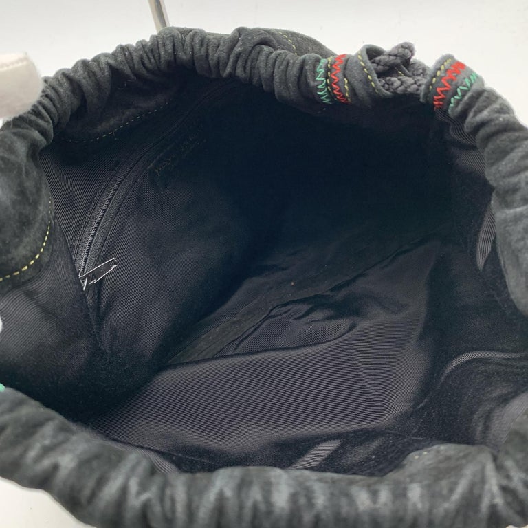 Yves Saint Laurent Vintage Black Suede Multicolor Tassel Bucket Bag For ...