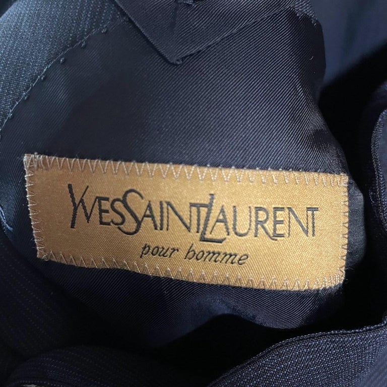 Yves Saint Laurent Vintage blue pinstriped wool 2000s jacket For Sale ...