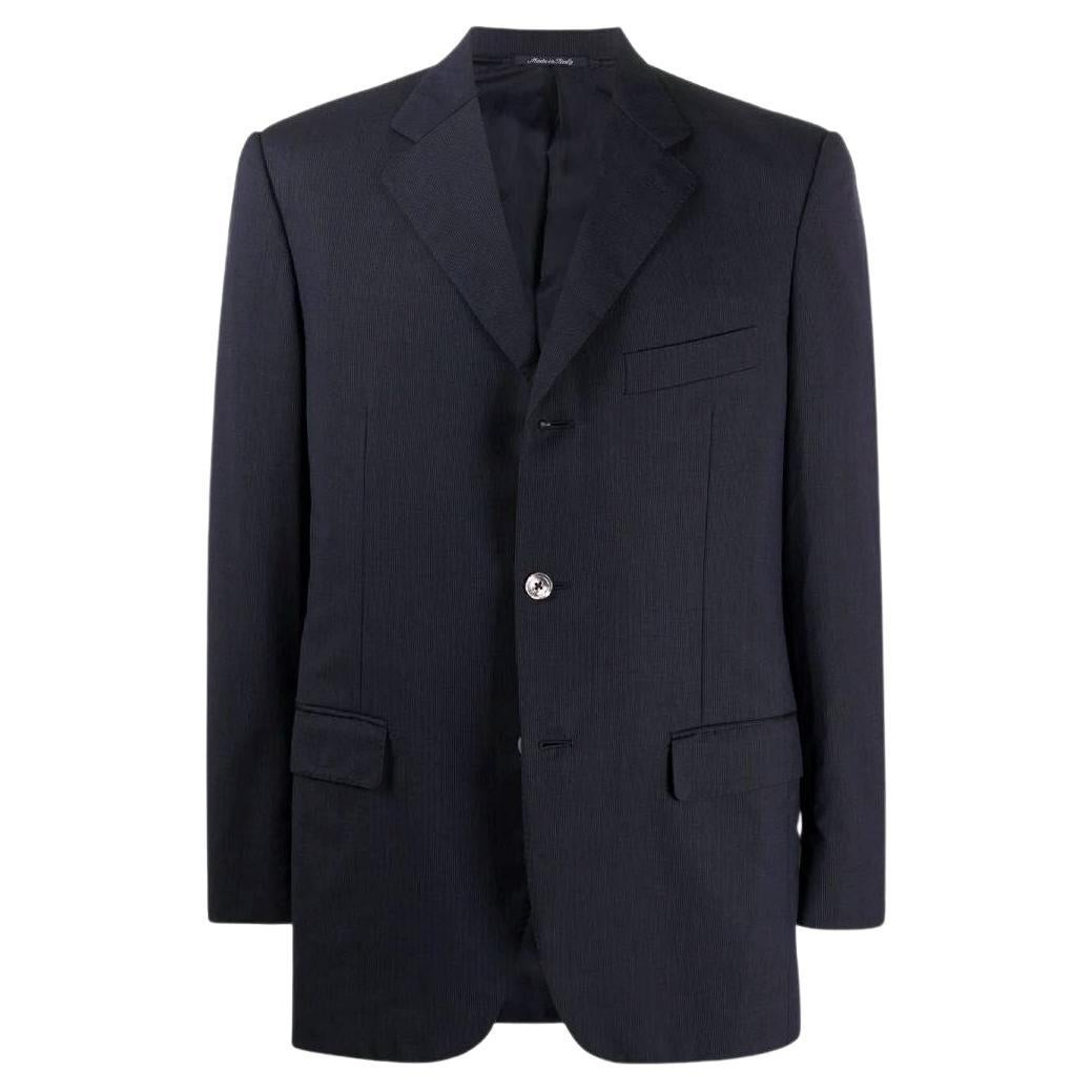 Yves Saint Laurent Vintage blue pinstriped wool 2000s jacket For Sale ...