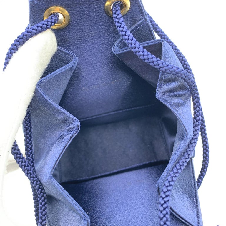 Yves Saint Laurent Vintage Blue Satin Shoulder Drawstring Box Bag For ...