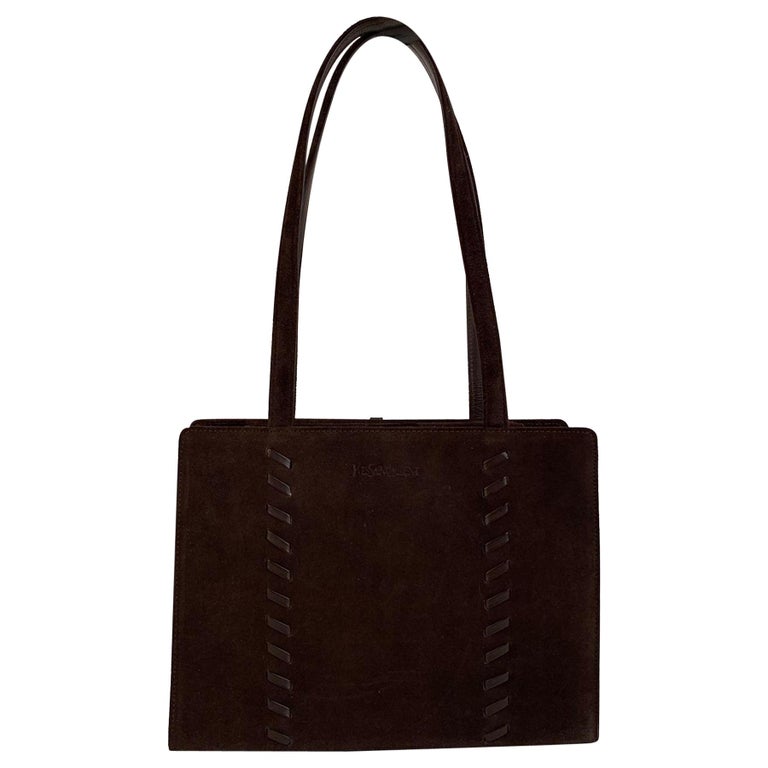 Yves Saint Laurent Vintage Brown Suede Satchel Shoulder Bag For Sale at ...