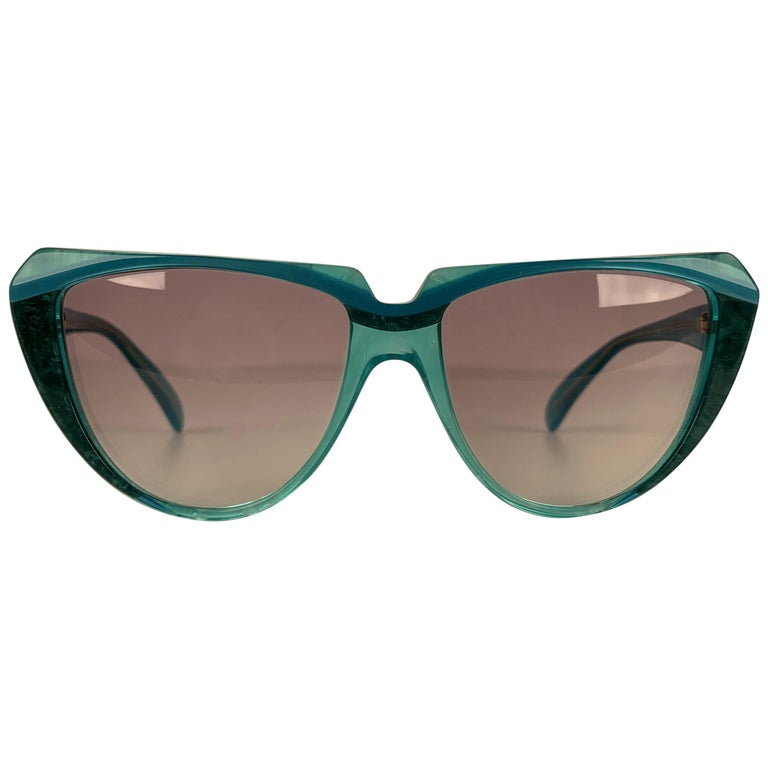 Yves Saint Laurent Vintage Cat Eye Turquoise Sunglasses 8704 P 71 For ...