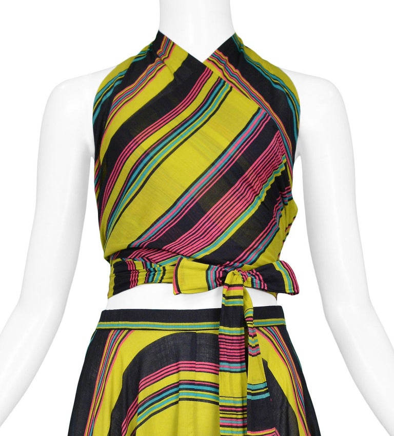 Vintage Yves Saint Laurent YSL Chartreuse Stripe Wrap Ensemble, 1970s ...