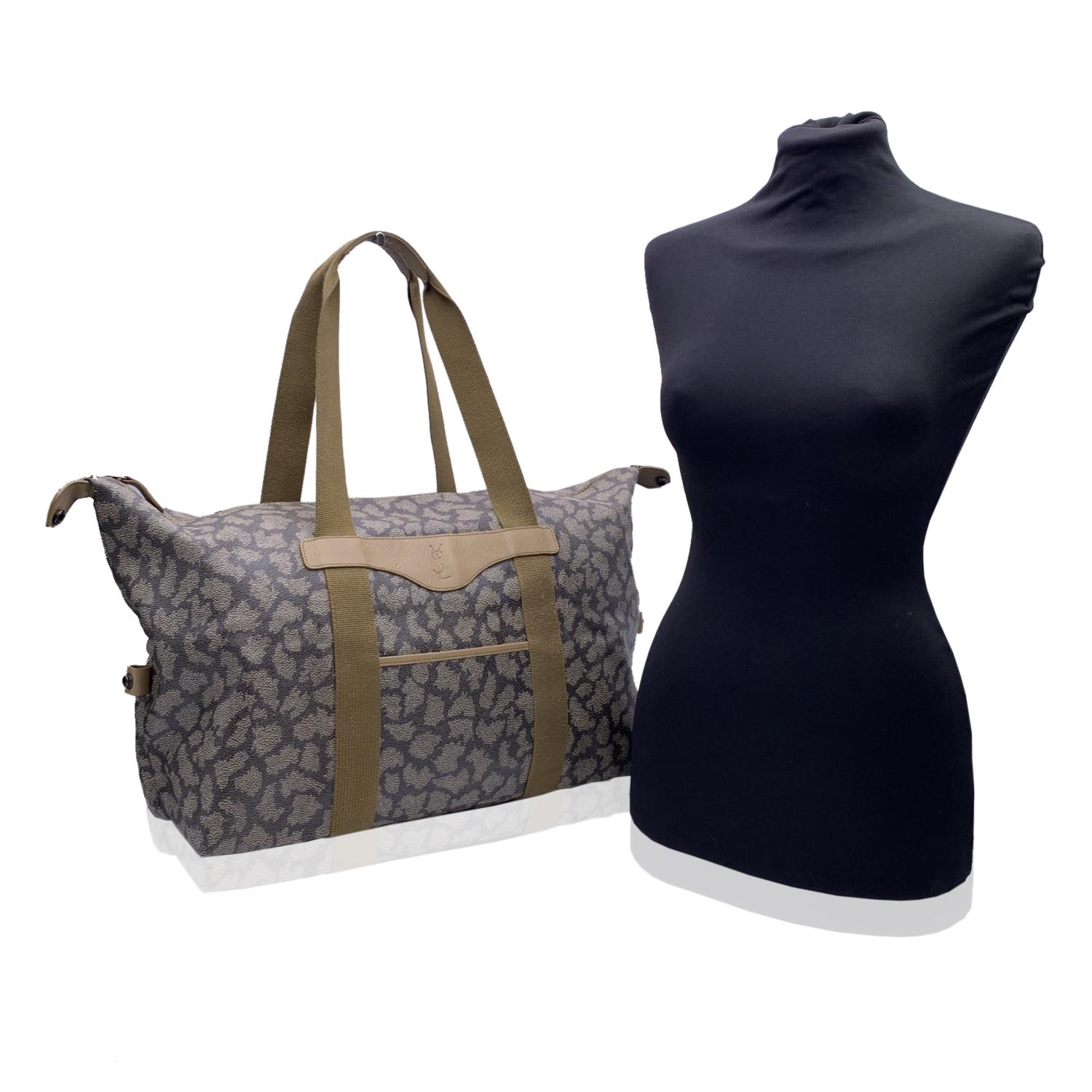 Yves Saint Laurent Vintage Giraffe Print Canvas Weekender Travel Bag ...