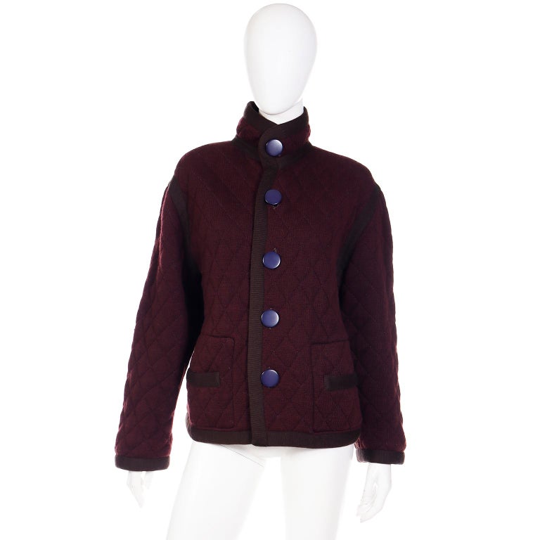 Yves Saint Laurent Vintage Jacket YSL Reversible Blue Plum Purple ...