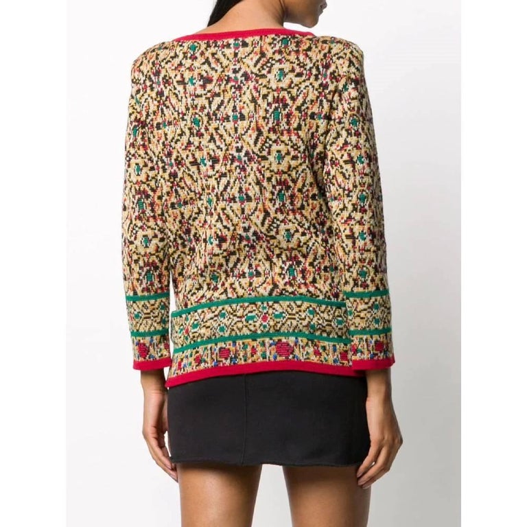 Yves Saint Laurent Vintage multicolor knitted wool 80s sweater For Sale ...
