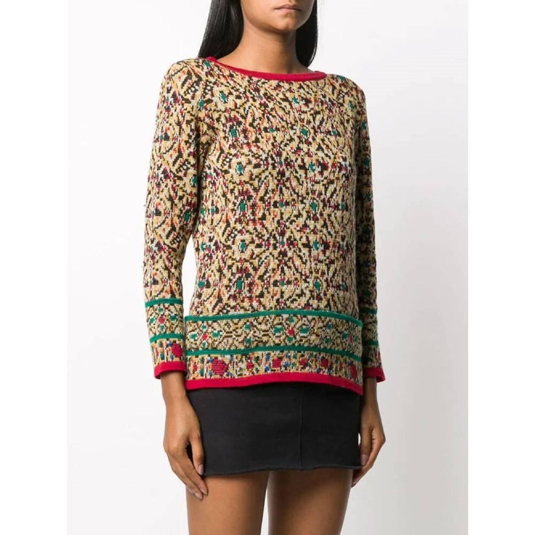 Yves Saint Laurent Vintage multicolor knitted wool 80s sweater For Sale ...