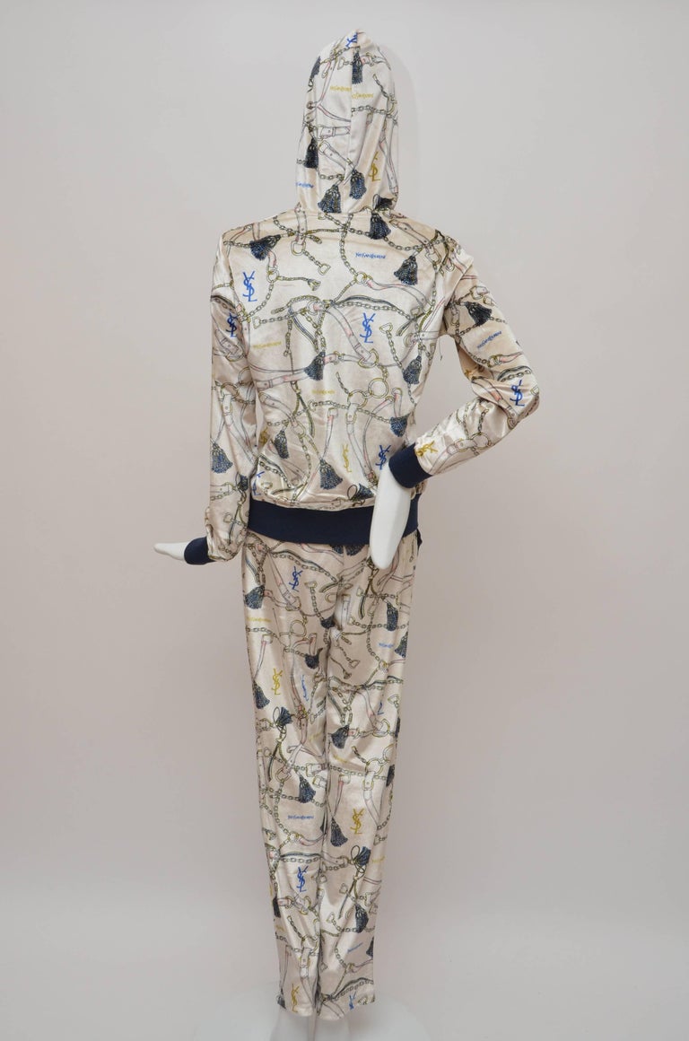 Yves Saint Laurent Vintage Printed Track Suit Logo Print All Over at ...