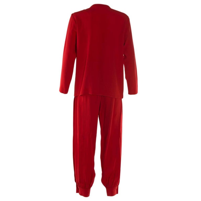 Yves Saint Laurent Vintage Red Pants ans Shirt Suit at 1stDibs