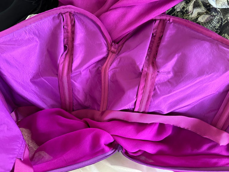 Yves Saint Laurent Vintage Strapless Purple Silk Cocktail Dress w Inner ...