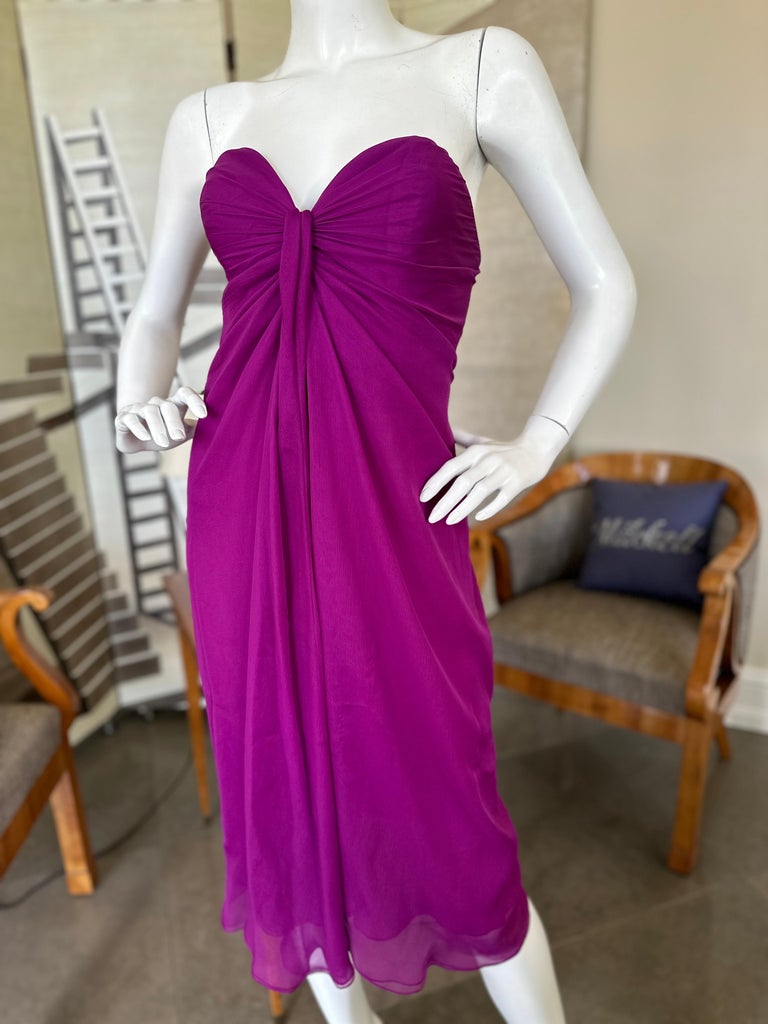 Yves Saint Laurent Vintage Strapless Purple Silk Cocktail Dress w Inner Corset For Sale at 1stDibs