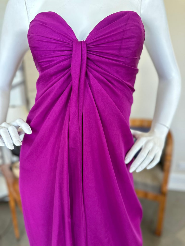 Yves Saint Laurent Vintage Strapless Purple Silk Cocktail Dress w Inner ...