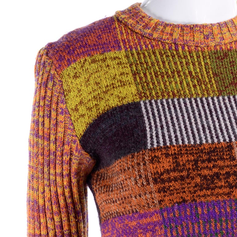 Yves Saint Laurent Vintage Sweater in Orange Burgundy Purple and Yellow ...