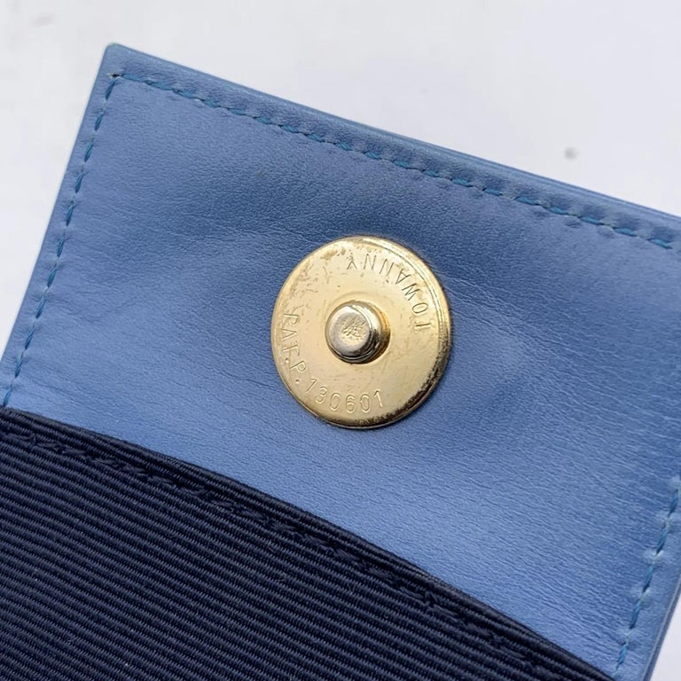 Yves Saint Laurent Vintage Tricolor Blue Leather Handbag Clutch Bag For ...