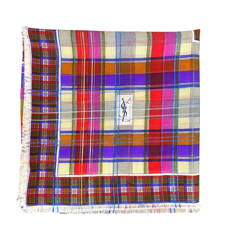 Yves Saint Laurent Vintage Wool Challis and Silk Checkered Plaid ...