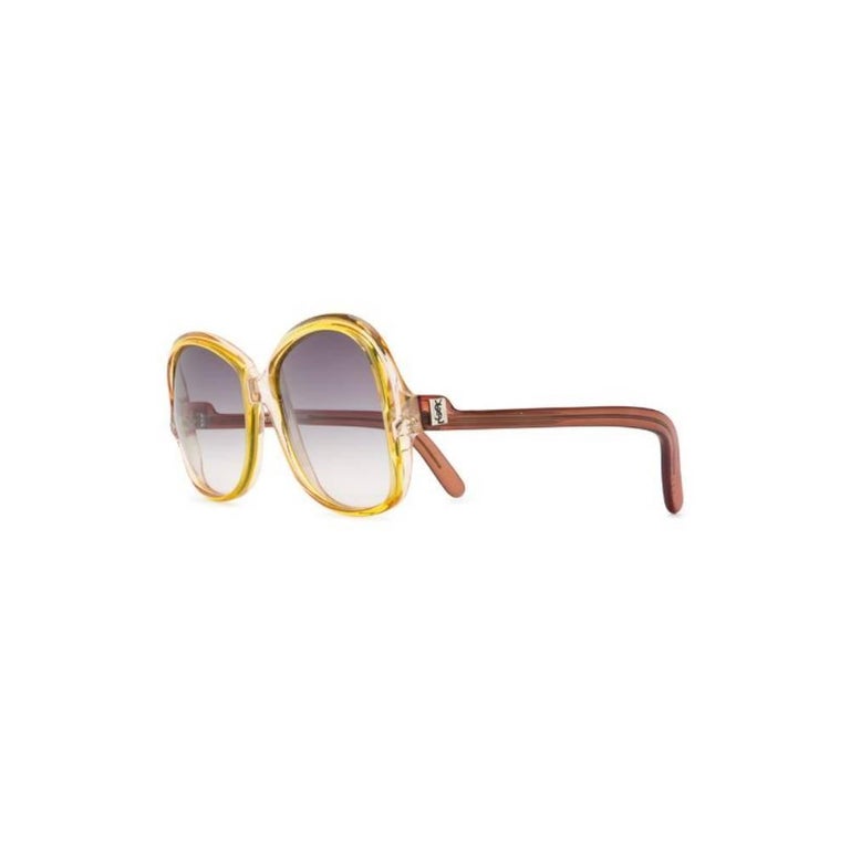 Yves Saint Laurent Vintage yellow with brown earpiece 70s sunglasses at ...