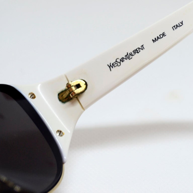 Yves Saint Laurent White and Gold Eyewear Frames Vintage YSL Sunglasses ...