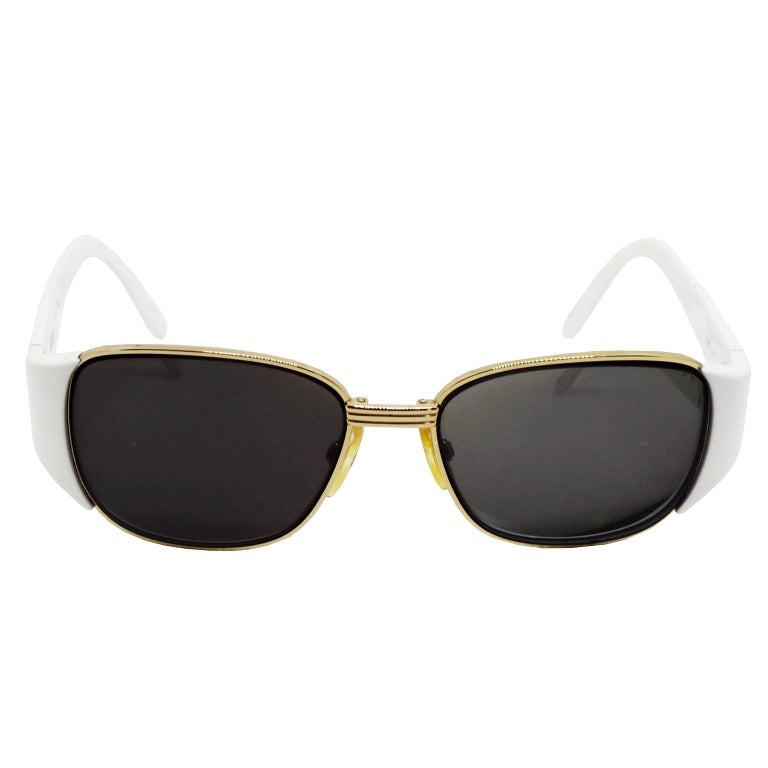 Yves Saint Laurent White and Gold Eyewear Frames Vintage YSL Sunglasses ...