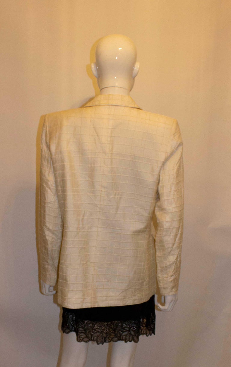 Yves Saint Laurent White Silk Jacket with Stitch Detail For Sale at 1stDibs