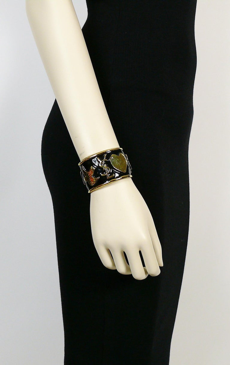 Yves Saint Laurent Ycons Enamel Logo Cuff Bracelet at 1stDibs | ysl ...