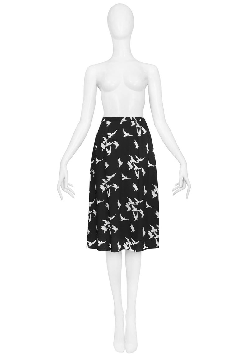Yves Saint Laurent YSL 1978 Black and White Bird Print Skirt For Sale ...