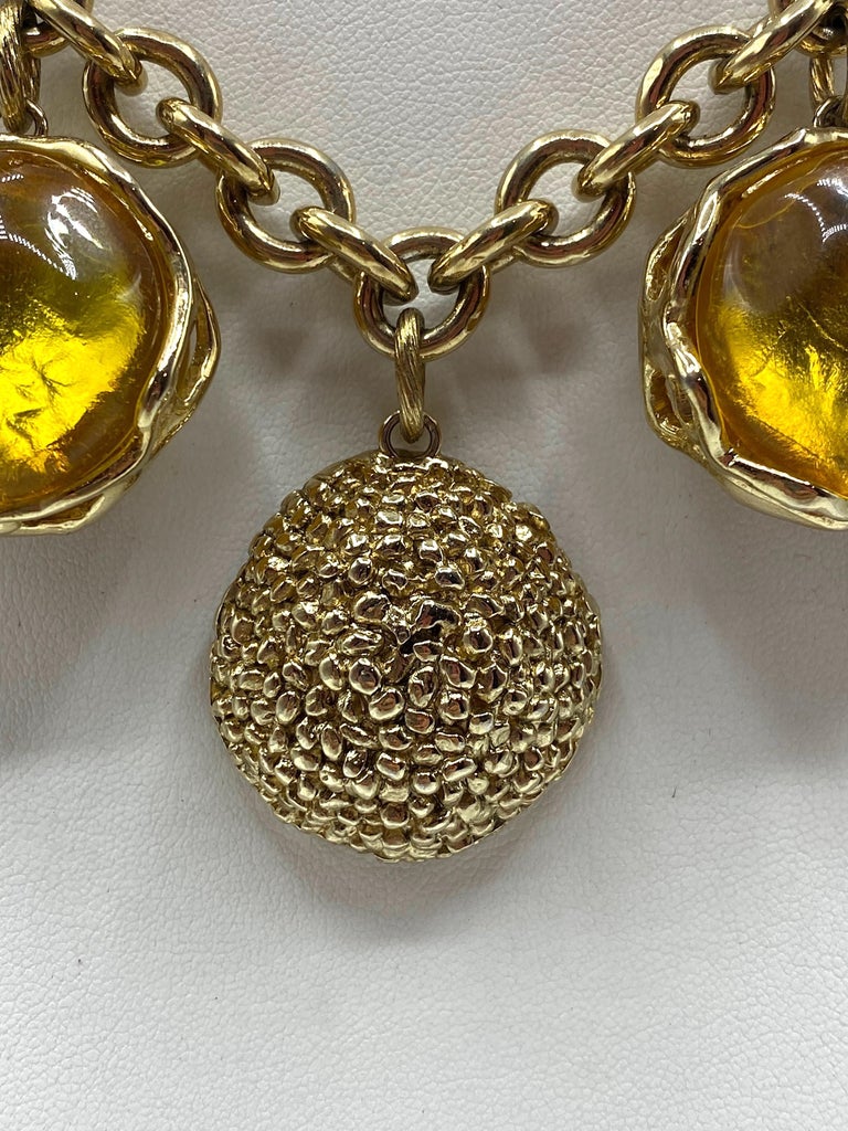 Yves Saint Laurent YSL 1980s Gold and Resin Ball Pendant Necklace For ...