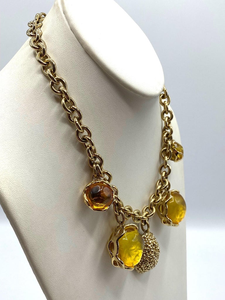 Yves Saint Laurent YSL 1980s Gold and Resin Ball Pendant Necklace For ...
