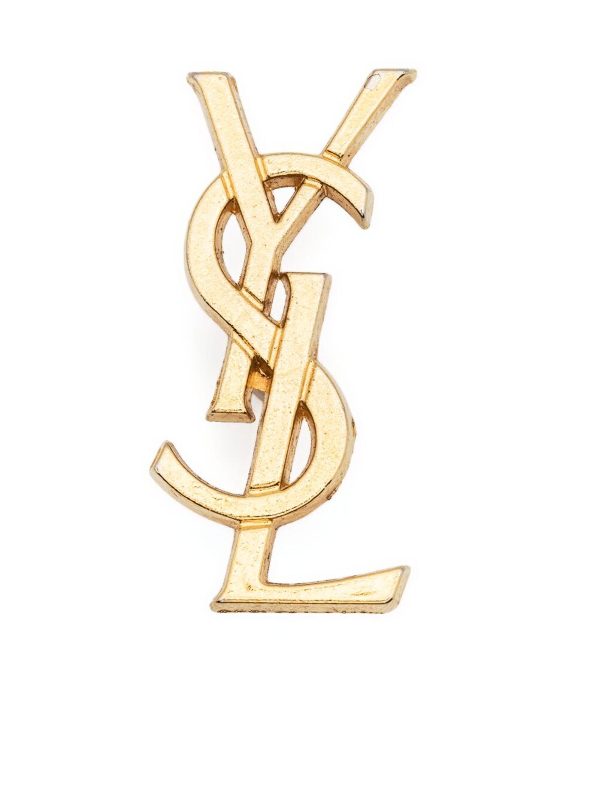 Yves Saint Laurent YSL 1990 Logo Brooch For Sale at 1stDibs