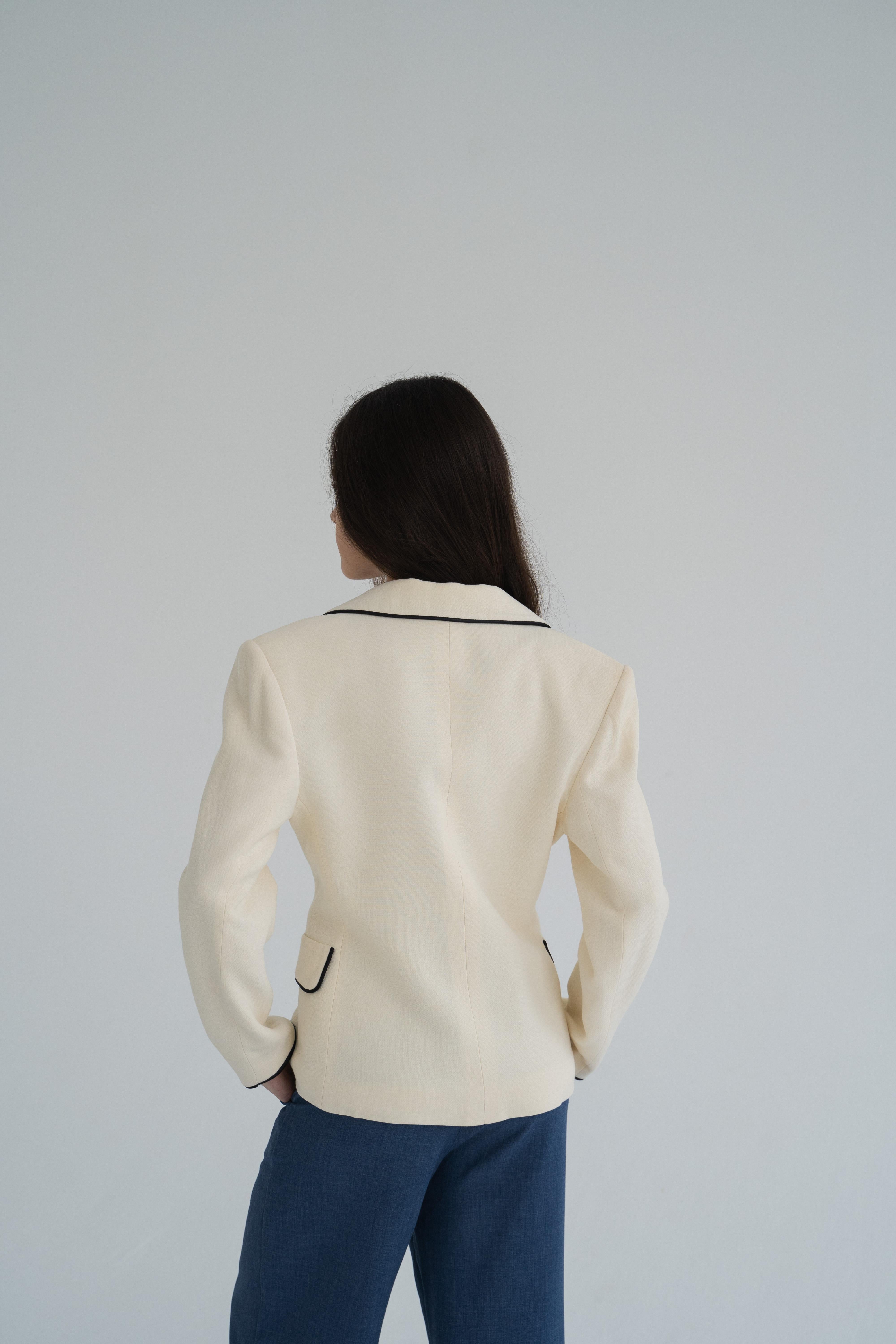 Yves Saint Laurent YSL 1996 ecru Jacket For Sale at 1stDibs