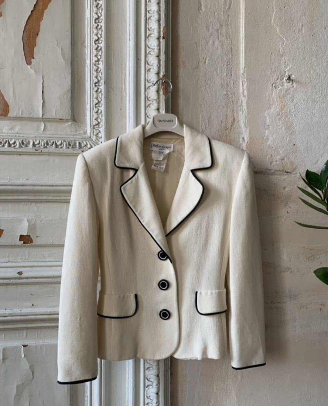 Yves Saint Laurent YSL 1996 ecru Jacket For Sale at 1stDibs