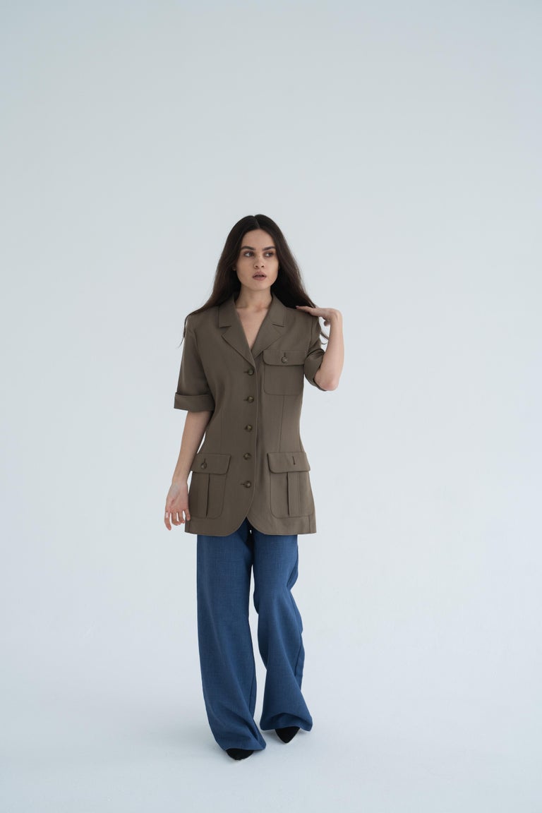 Yves Saint Laurent YSL 1997 Safari Short Sleeve Jacket For Sale at 1stDibs