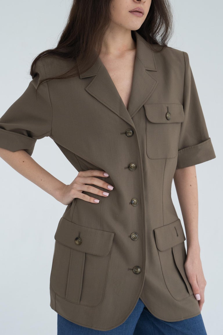 Yves Saint Laurent YSL 1997 Safari Short Sleeve Jacket For Sale at 1stDibs