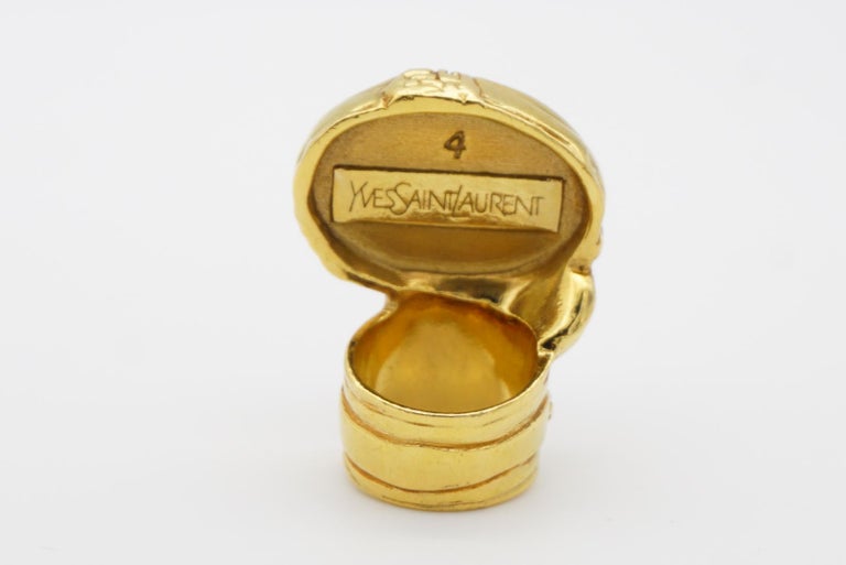 Yves Saint Laurent YSL Arty Navy Blue Statement Enamel Chunky Gold Ring ...