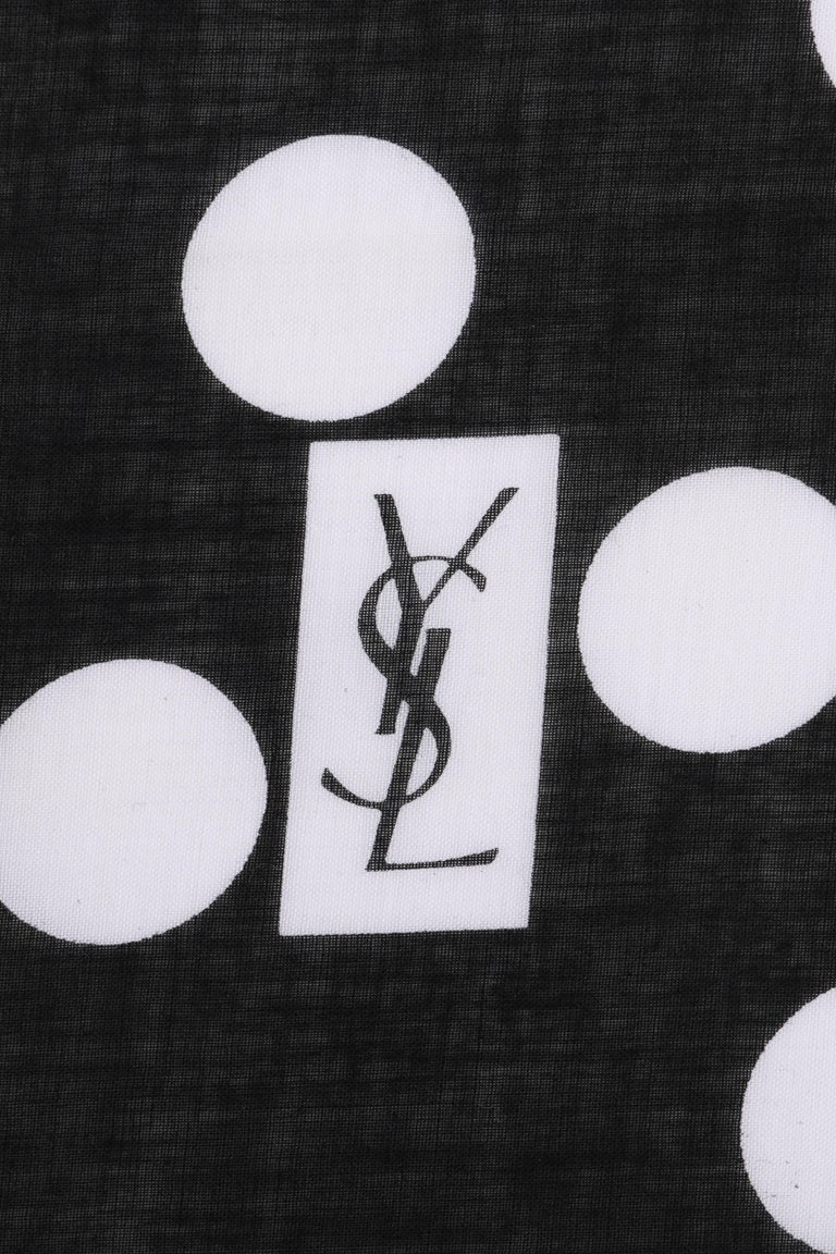 YVES SAINT LAURENT YSL Black and White Polkadot Print Cotton Square ...