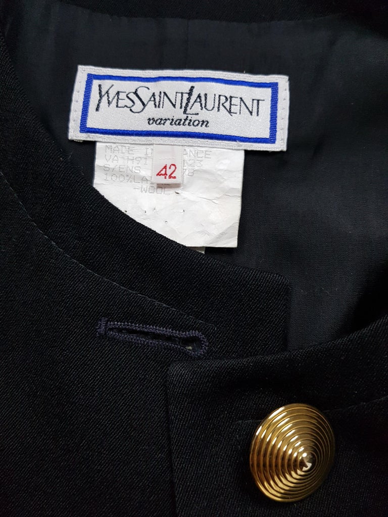 YVES SAINT LAURENT YSL Black Blazer with Dome Buttons For Sale at 1stDibs