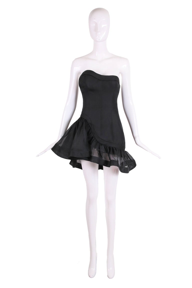 Yves Saint Laurent YSL Black Strapless Gazar Mini Cocktail Dress with ...