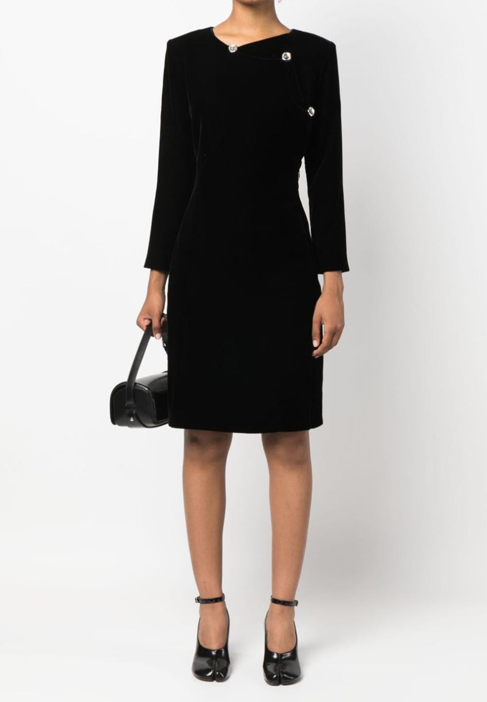 Yves Saint Laurent YSL Black Velvet Dress For Sale at 1stDibs
