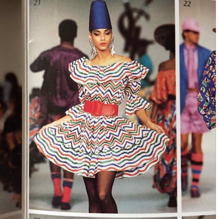 Yves Saint Laurent YSL Cotton Print Flamenco Dress, 1970s For Sale at ...