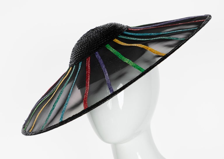 Yves Saint Laurent YSL Couture Collectors Black Rainbow Hat, 1980s at ...