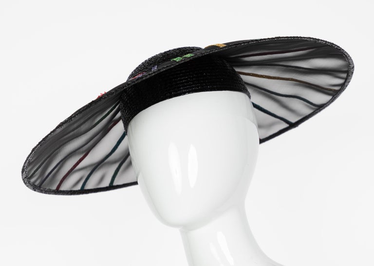 Yves Saint Laurent YSL Couture Collectors Black Rainbow Hat, 1980s at ...