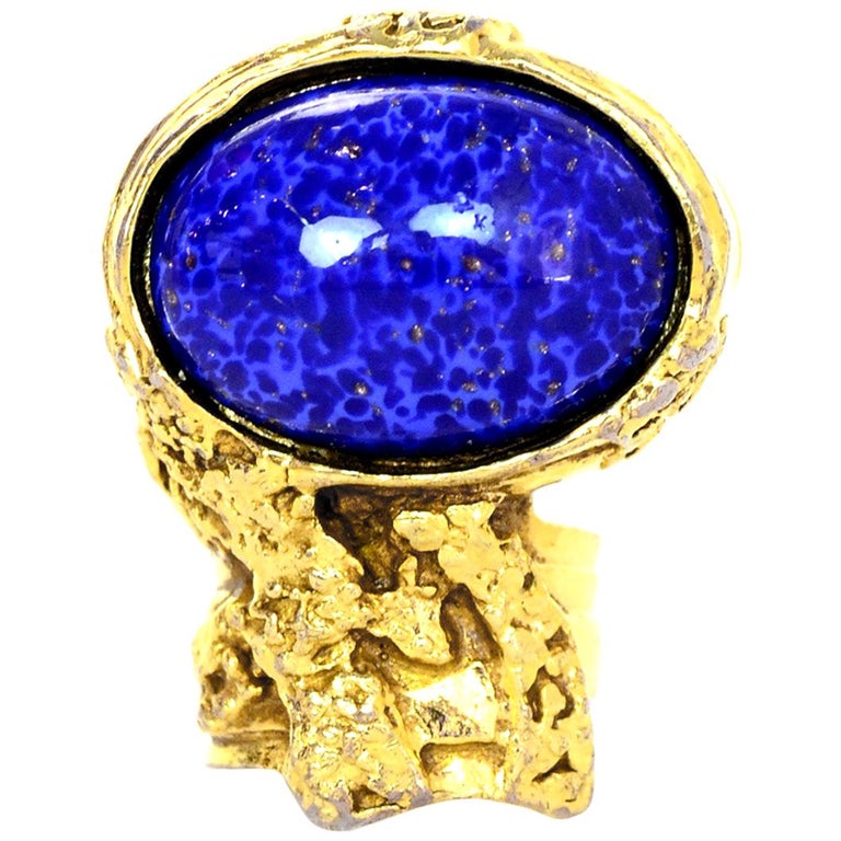 Yves Saint Laurent YSL Gold/Blue Arty Cocktail Ring For Sale at 1stDibs ...