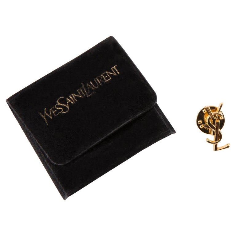Yves Saint Laurent YSL Gold Tone Pin Brooch For Sale at 1stDibs